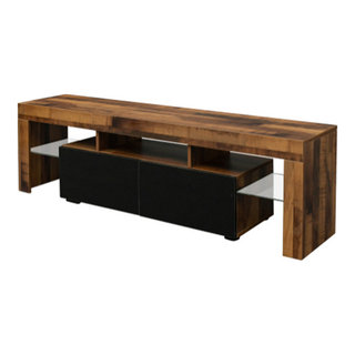 Vintage TV cabinet wood TV benches with black finish - Contemporary ...