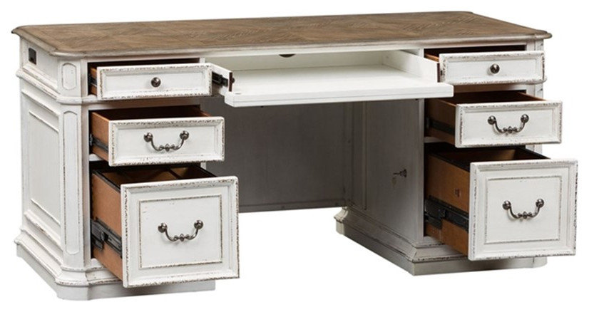 Magnolia Manor White Desk - Farmhouse - Desks And Hutches - by ...