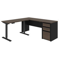 Connexion Height Adjustable L-Desk in Antigua & Black - Transitional ...