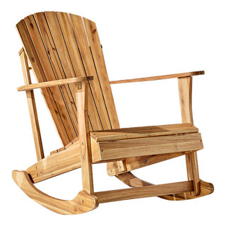Acacia Rocking Adirondack Chair, Natural - Transitional - Adirondack ...