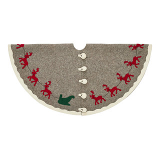 Extra Large 72" Reindeer Tree Skirt, Hand Felted Wool - Eclectic ...