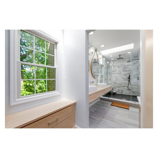 Organic Elegance: Rift Cut Oak Floating Vanity Bathroom Renovation ...