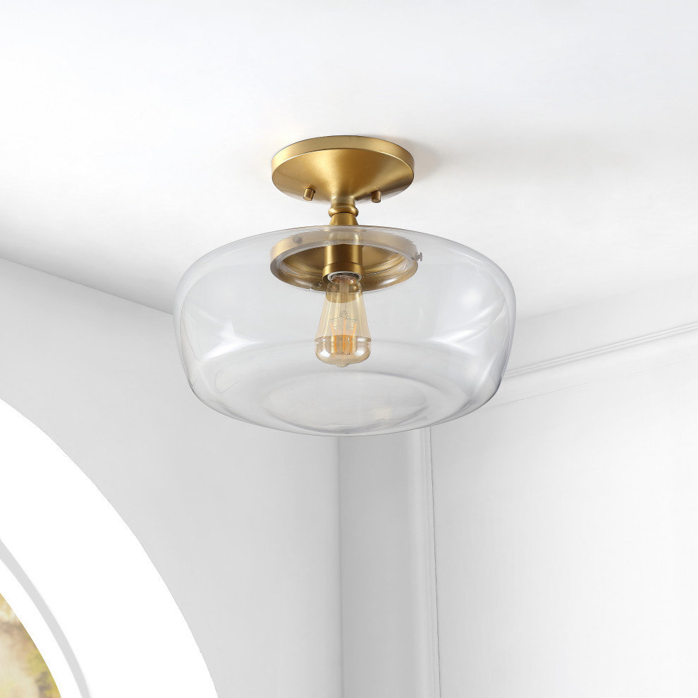 Marfa Glass/Iron Farmhouse Modern LED Flush Mount - Traditional - Flush ...