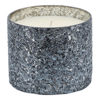 Candle On Gray Crackled Glass 26oz - Contemporary - Candles - by Beyond ...