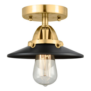 Nouveau 2 Railroad 1 Light Semi-Flush Mount, Satin Gold, Matte Black ...