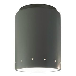 Radiance Cylinder With Perfs Flush-Mount, Pewter Green, E26 ...