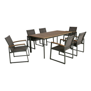 GDF Studio 7-Piece Buster Outdoor Aluminum and Mesh Dining Set With ...