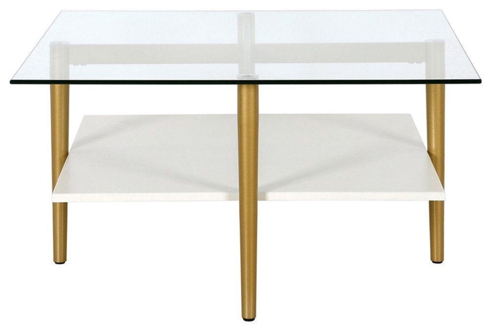 Henn&Hart 32" Gold/White Coffee Table - Midcentury - Coffee Tables - by ...