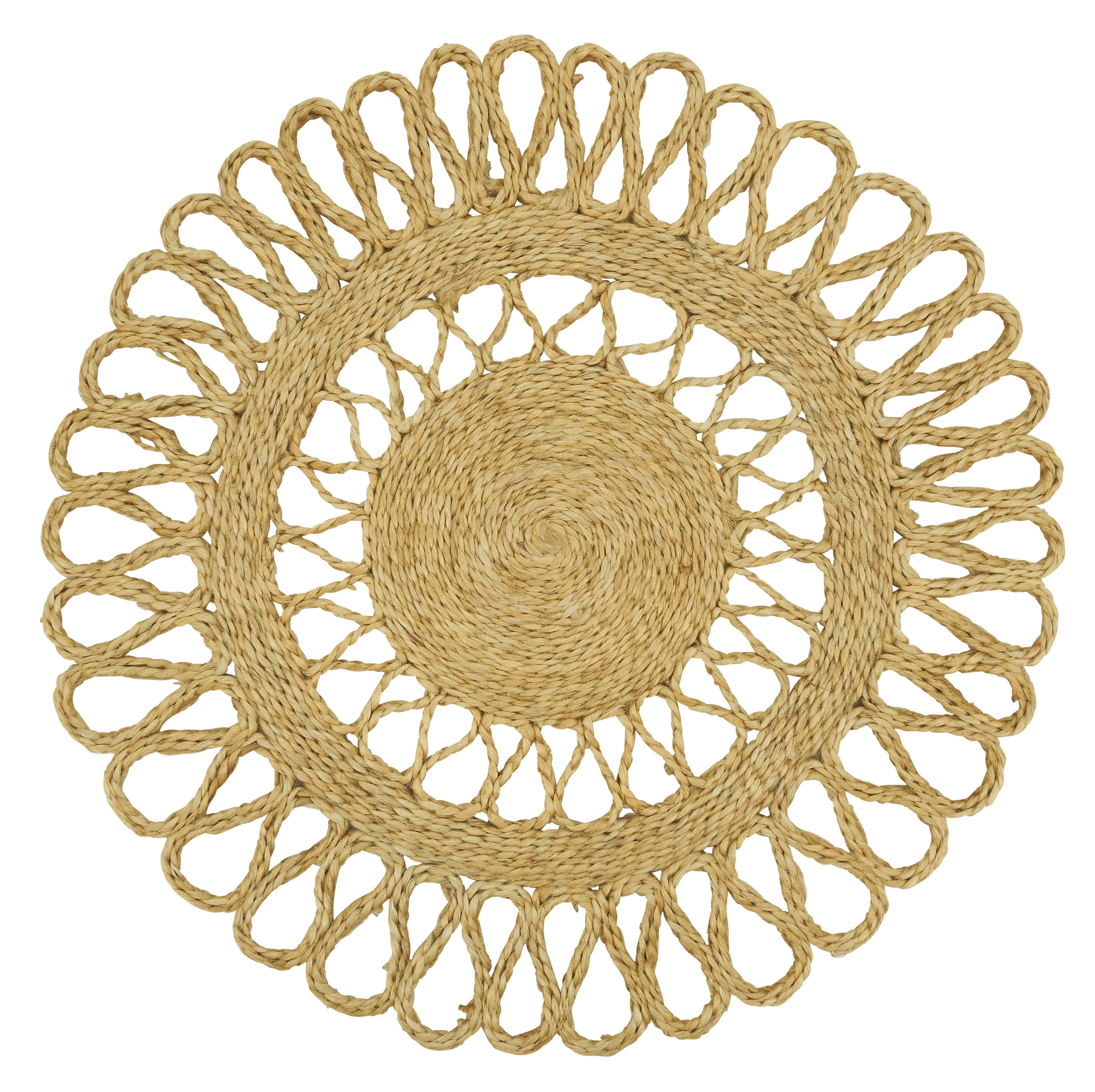Loopy Jute Design Table Mats, Set of 4, Natural, 16", 16" - Beach Style ...