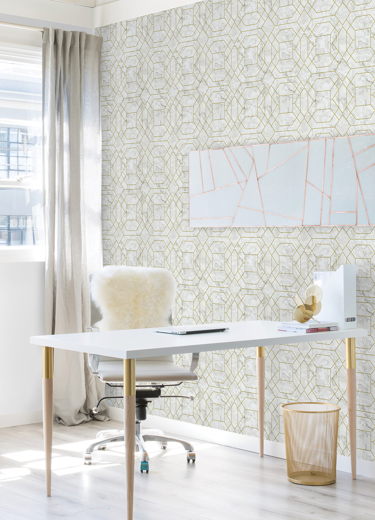 Gold Seraphina Peel & Stick Wallpaper, Swatch - Contemporary - Wall ...