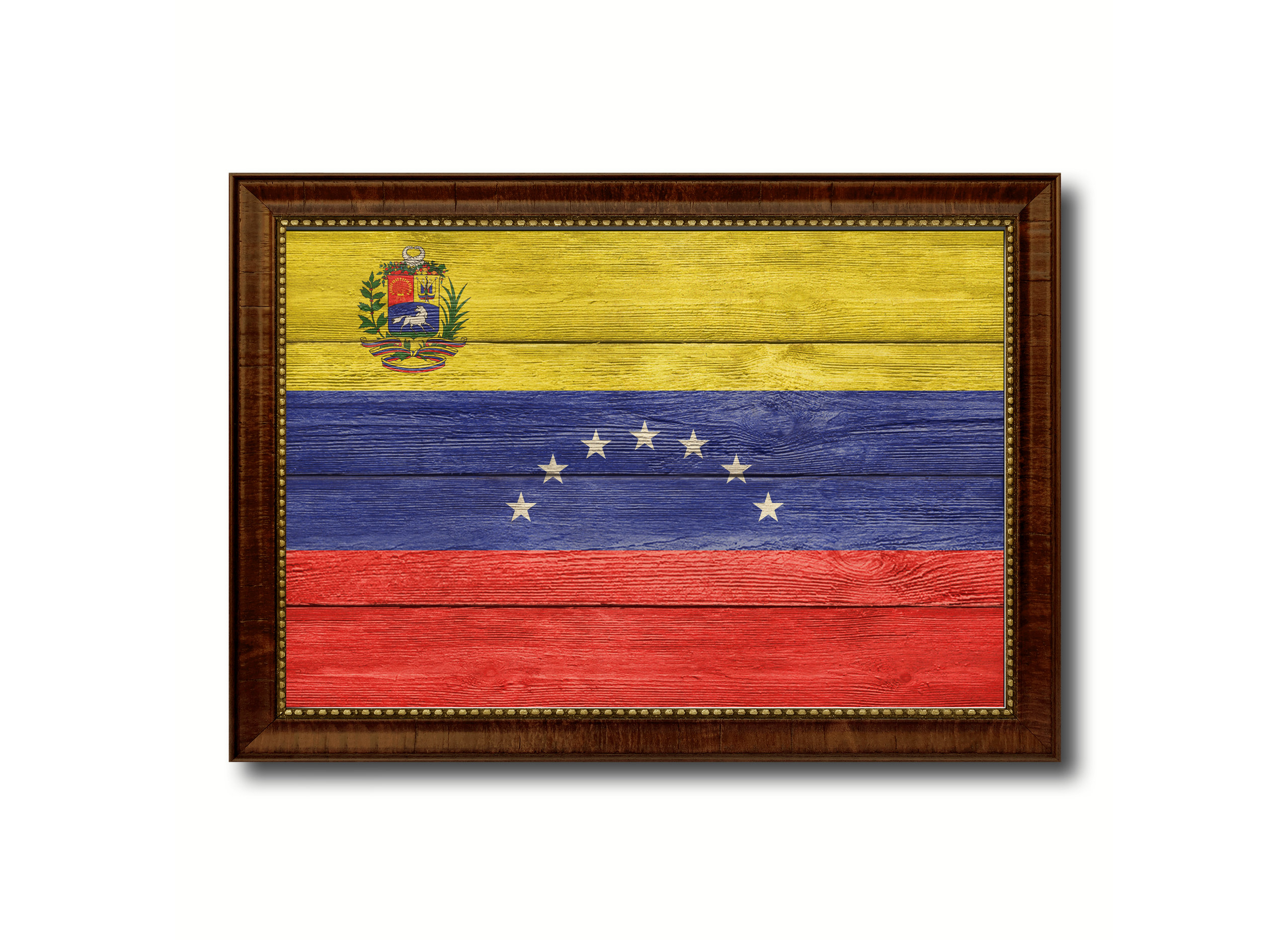 Venezuela Country Textured Flag Print With Brown Gold Frame, 23" X 33 ...