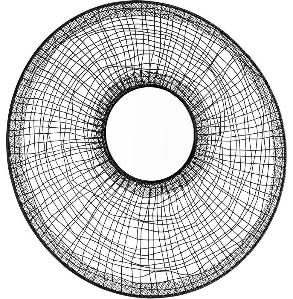 Modern Round Crosshatched Wall Mirror in Graphite Interwoven Wire Frame ...