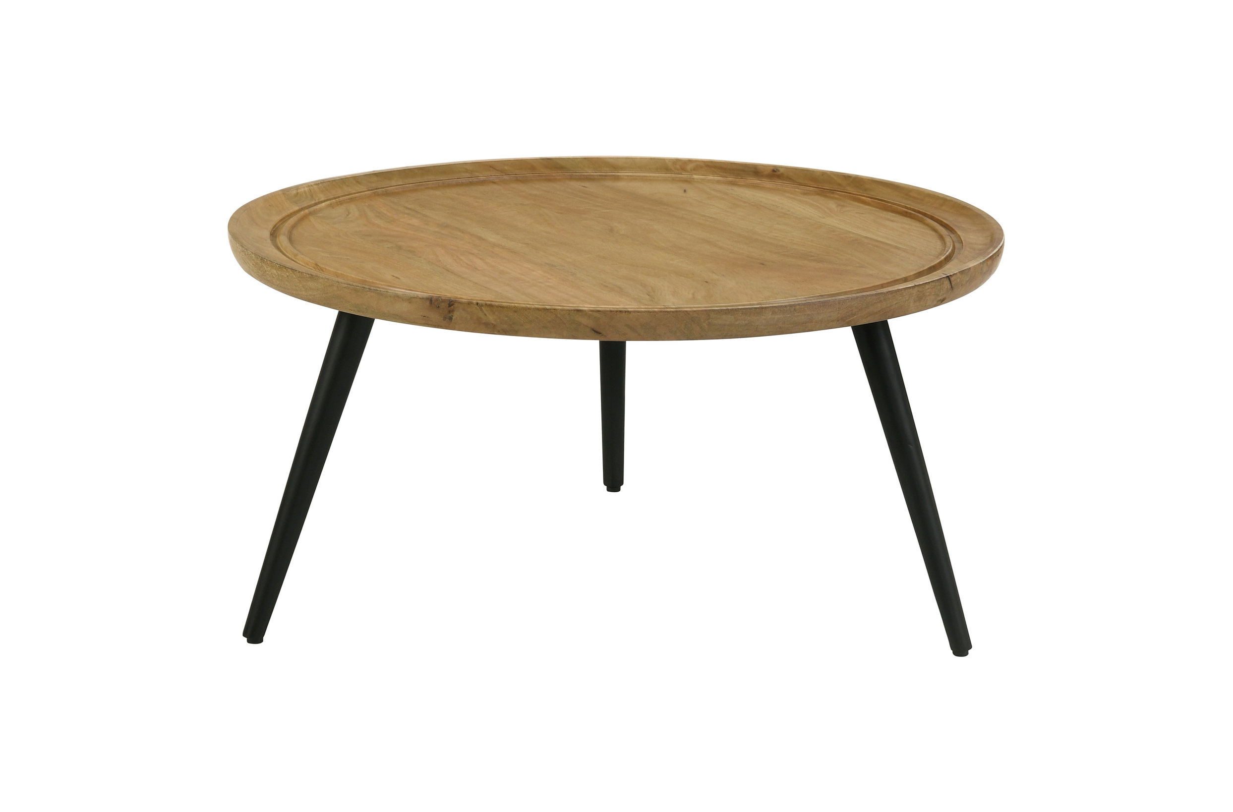 Zoe Round Mango Wood Coffee Table Natural and Black - Coffee Tables ...