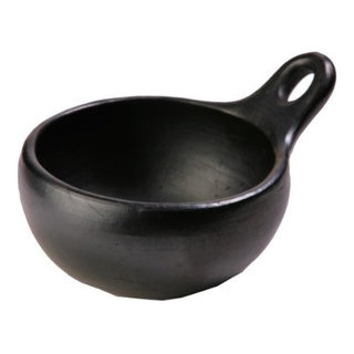 La Chamba Black Clay Bowl With One Handle - Asian - Serving And Salad ...