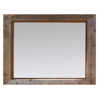 Rustic Mirrors Barn Wood With Alder Inset And Nailhead Corner Tacks, 30 ...