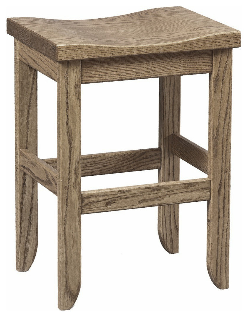 Amish Made Oak S-Top Stool, Counter Height - Transitional - Bar Stools ...