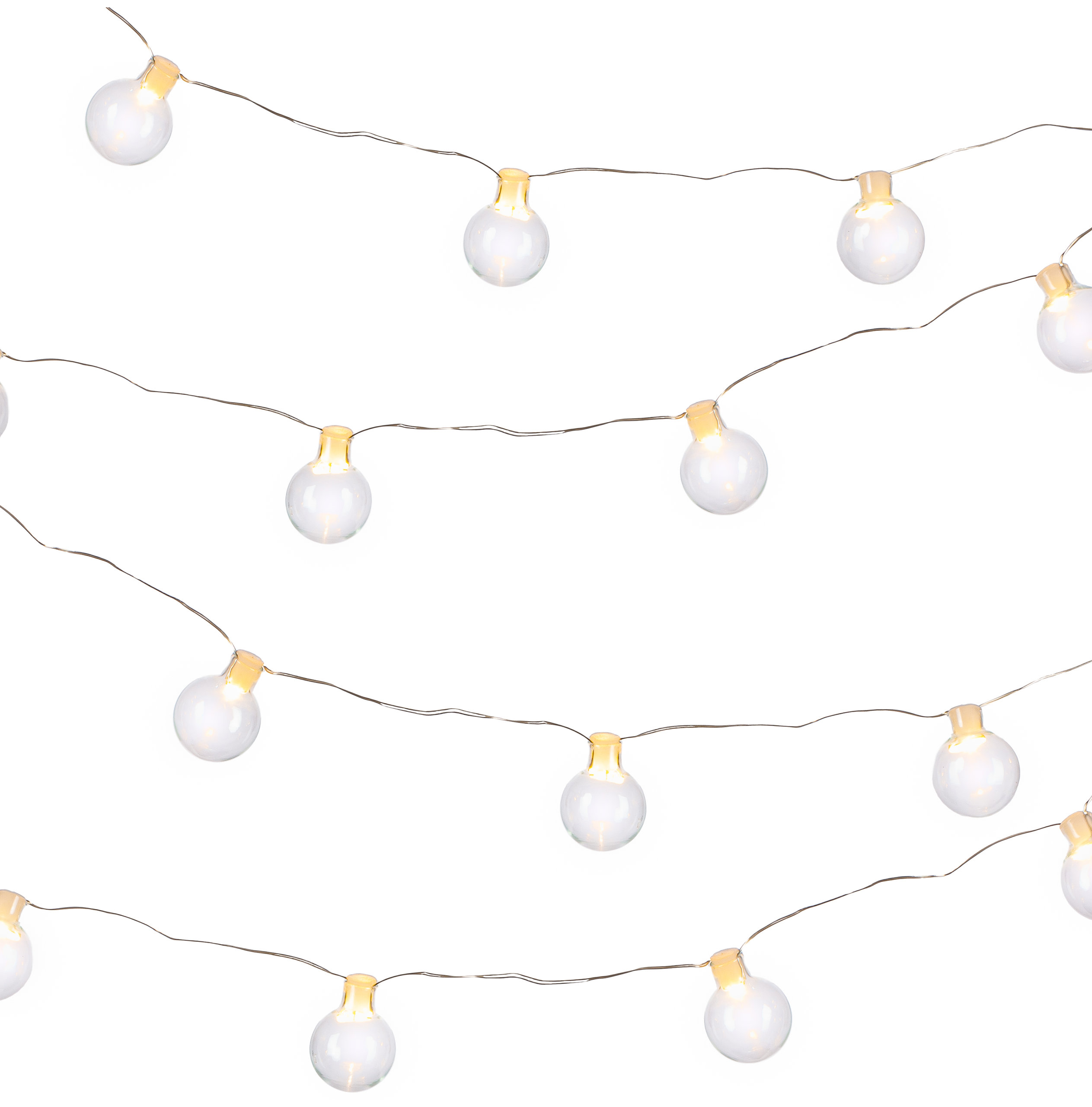 Clear Glass Bubble Micro LED Battery Operated Light String With WW ...