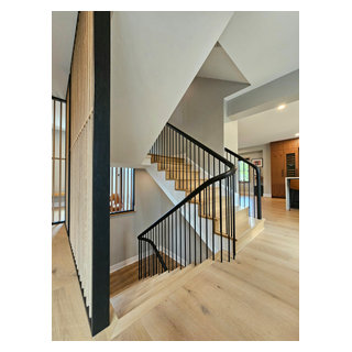 115_Stunning Continuous Rail System on 3 Story Floating Stairs ...