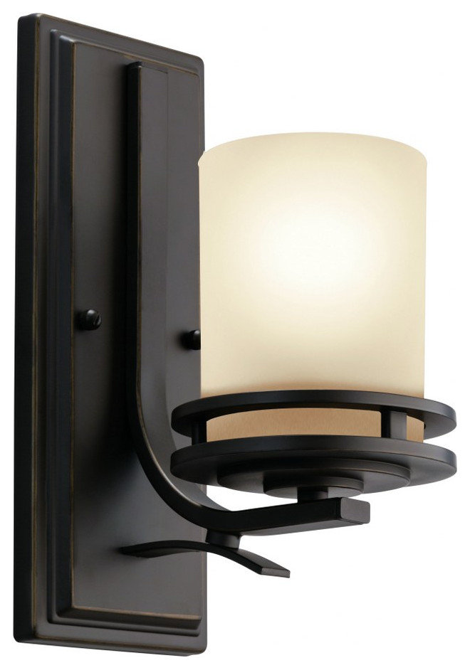 1 Light Mid-Century Modern Steel Wall Sconce Umber Etched Cylinder ...