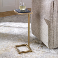 Transitional 10" x 23" Metal Black Martini Table, 10-in W x 8-in D x 23 ...