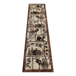 Vale Collection Rustic Wildlife Themed Area Rug, 2' X 7' - Rustic ...