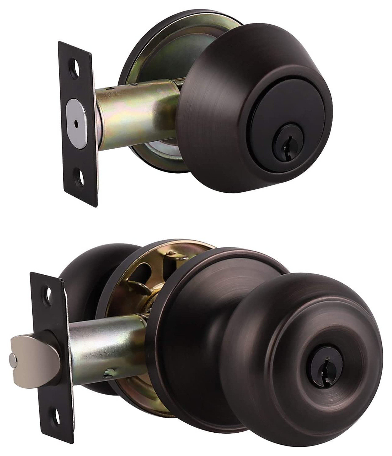 Classic Oil Rubbed Bronze Entry Door Knob and Deadbolt Lock Set, 1 ...