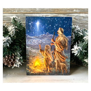 "Shepherds Keeping Watch" 8x6 Lighted Tabletop Canvas - Traditional ...