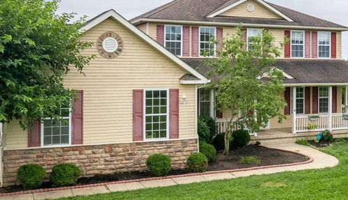Shutter colors for butter cream yellow siding