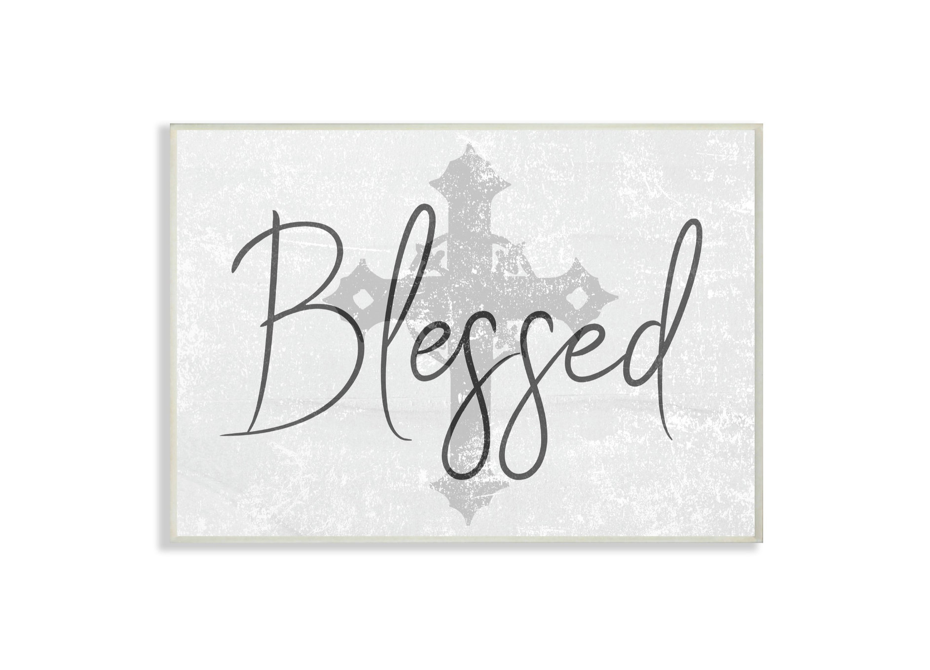 Blessed With Holy Cross Wood Texture Stretched Canvas Wall Art, 10"x15 ...
