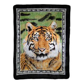 Tiger Portrait High-Pile Oversized Throw, 60"x80" - Traditional ...