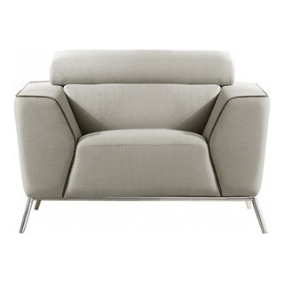 Divani Casa Velva Beige With Brown Piping Armchair - Midcentury ...