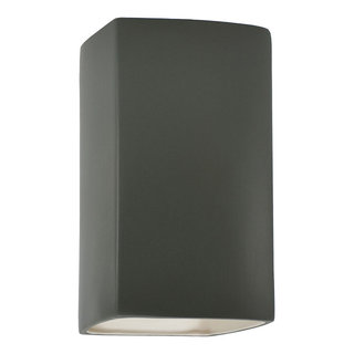 Ambiance Large Rectangle Outdoor Wall Sconce, Closed, Pewter Green, LED ...