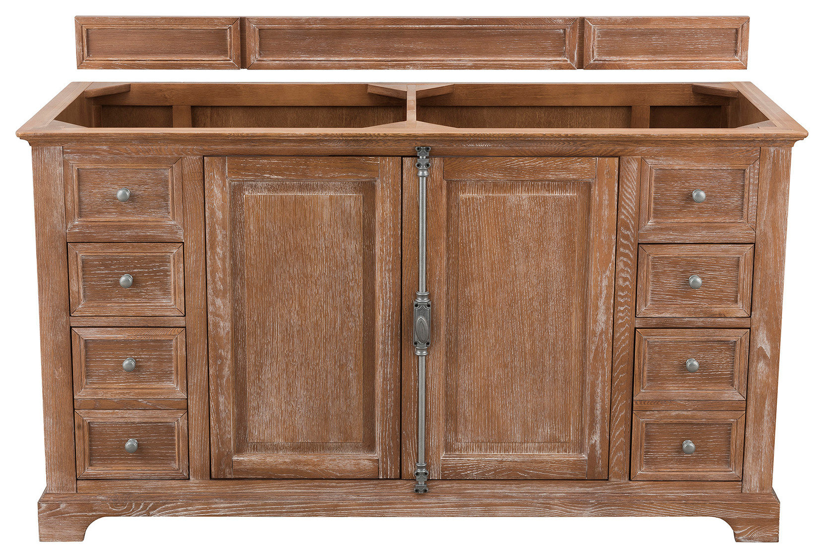 Providence 60" Double Vanity Cabinet, Driftwood - Farmhouse - Bathroom ...