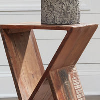 Wooden Geometric Accent Table, Natural - Farmhouse - Side Tables And ...