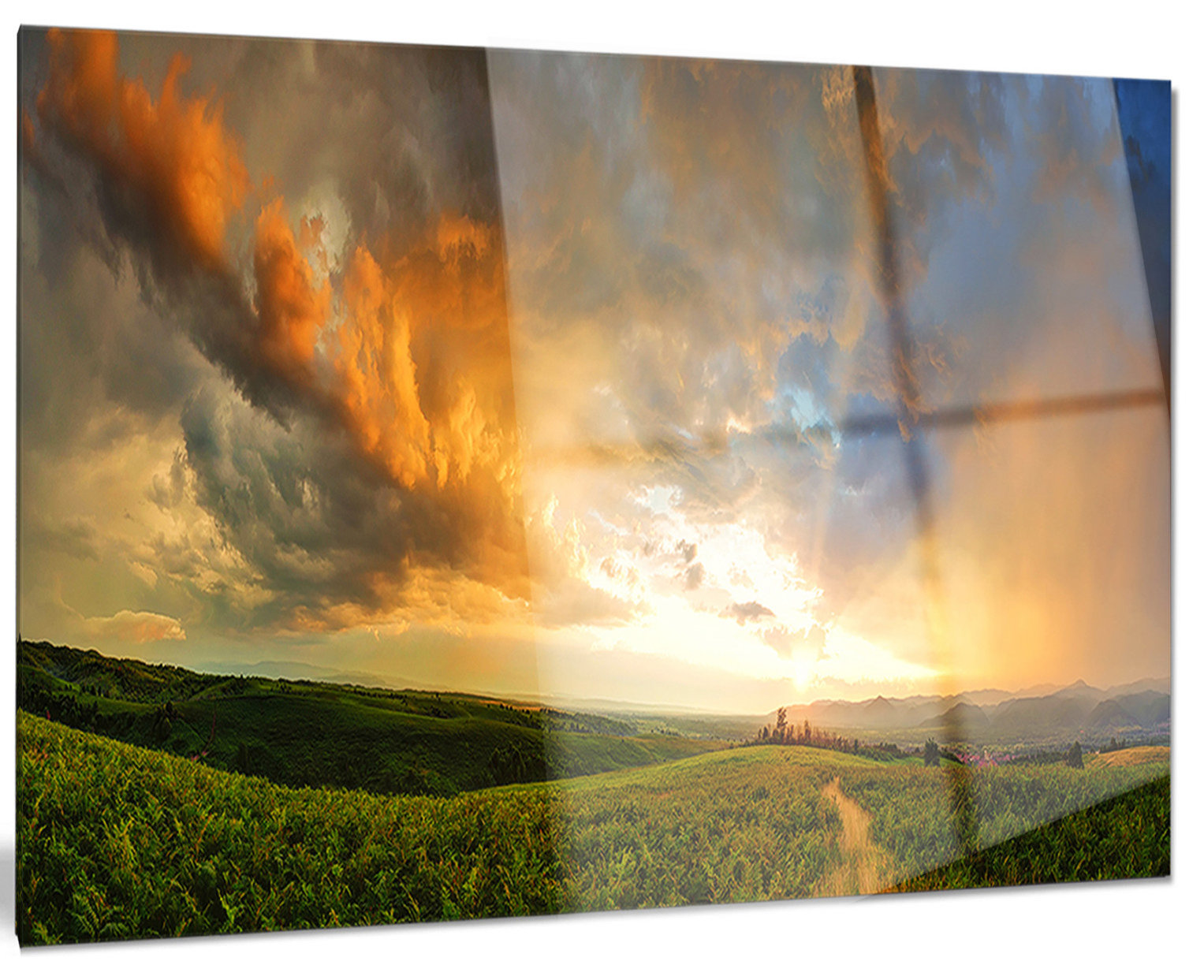 "Majestic Sunset With Storm Clouds" Glossy Metal Wall Art, 28"x12 ...