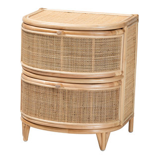 Fabia Natural Brown Rattan Nightstand - Tropical - Nightstands And ...