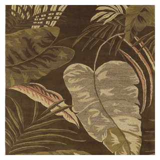 3'X4' Mocha Brown Hand Tufted Tropical Leaves Indoor Area Rug ...
