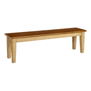 Two Tone Natural and Harvest Hardwood Bench - Transitional - Accent And ...