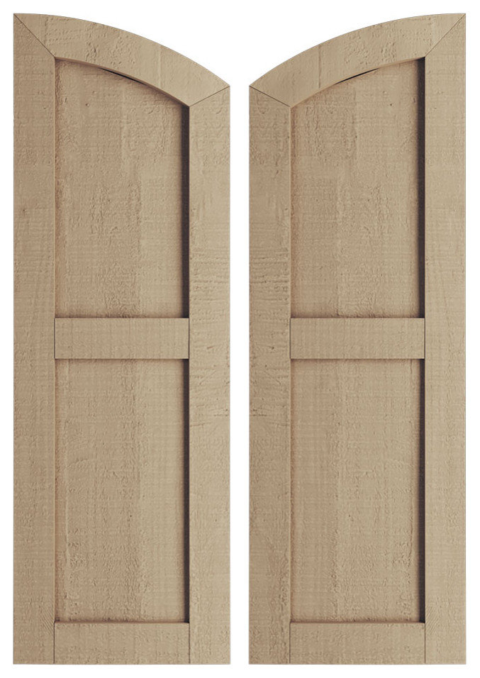 11"Wx24"H Hand Hewn Joined BnB Elliptical Top Faux Wood Shutters, 12"W ...