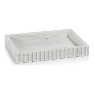 Calabria Scalloped Vanity Marble Tray, Small - Transitional - Bathroom ...