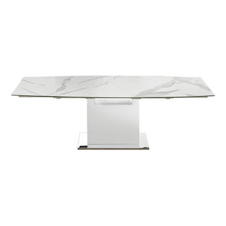 Olivia Motorized Dining Table, High Gloss White Lacquer Base ...