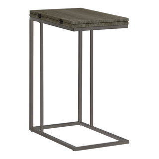 Pedro Expandable C-Shaped Sofa Side Table Weathered Grey - Side Tables ...