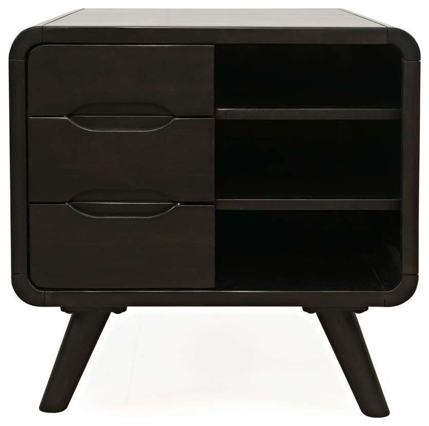 Marlowe Mid-Century Modern 24 Curved End Table with Storage Drawers ...
