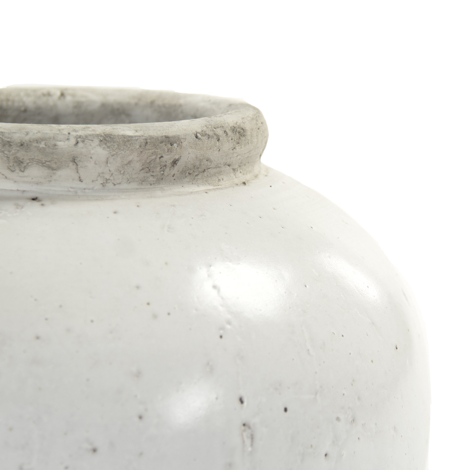 Distressed Terracotta Vase, Glazed, Off-white, Small - Farmhouse ...