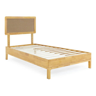 Classic Platform Bed with Sturdy Slat Support and Adjustable Headboard ...