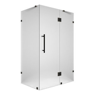 Avalux Frameless Shower Enclosure Frosted Glass, Oil Rub Bronze, 32"x32 ...