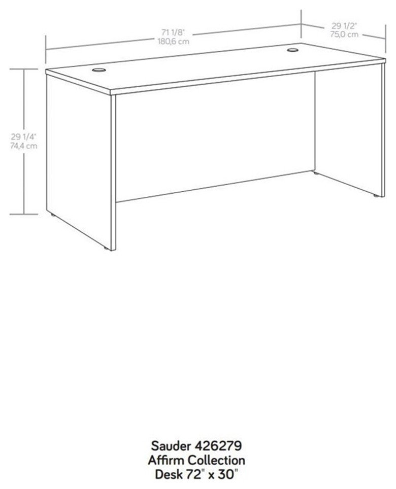 Pemberly Row 72" x 30" Engineered Wood Desk Shell in Classic Cherry ...