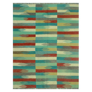 Winchester Kilim Jory Green/Turquoise Rug, 5'0x6'5, 5'0x6'5 ...