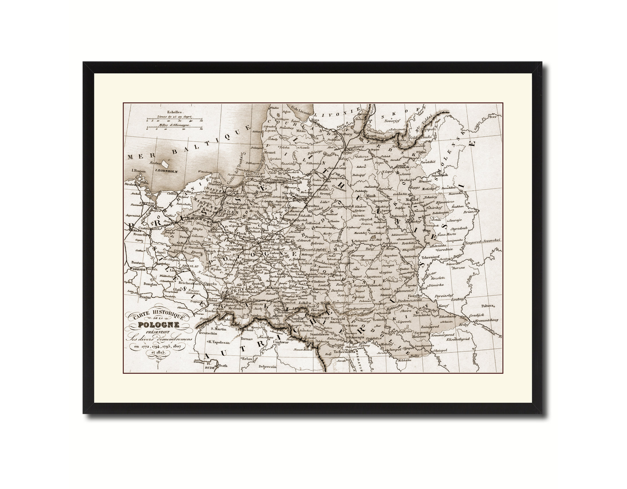 Poland Prussia Germany Vintage Sepia Map Canvas Print, 28"x37 ...