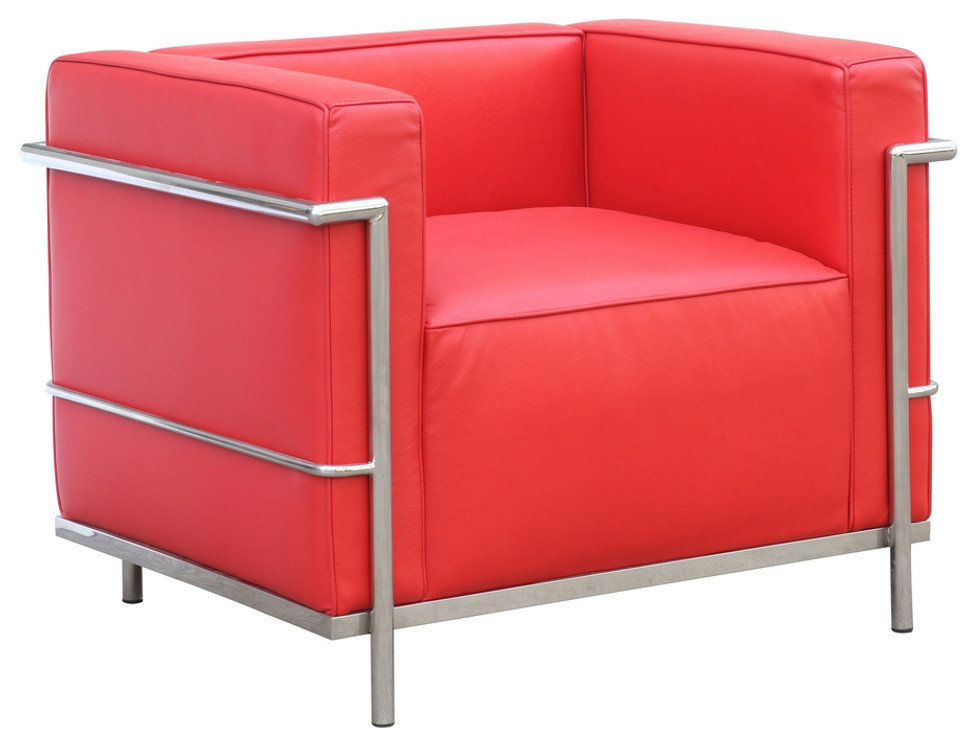 Modern Classics Grand Lc3 Chair, Red, 30"H x 28"W x 28"D - Modern ...